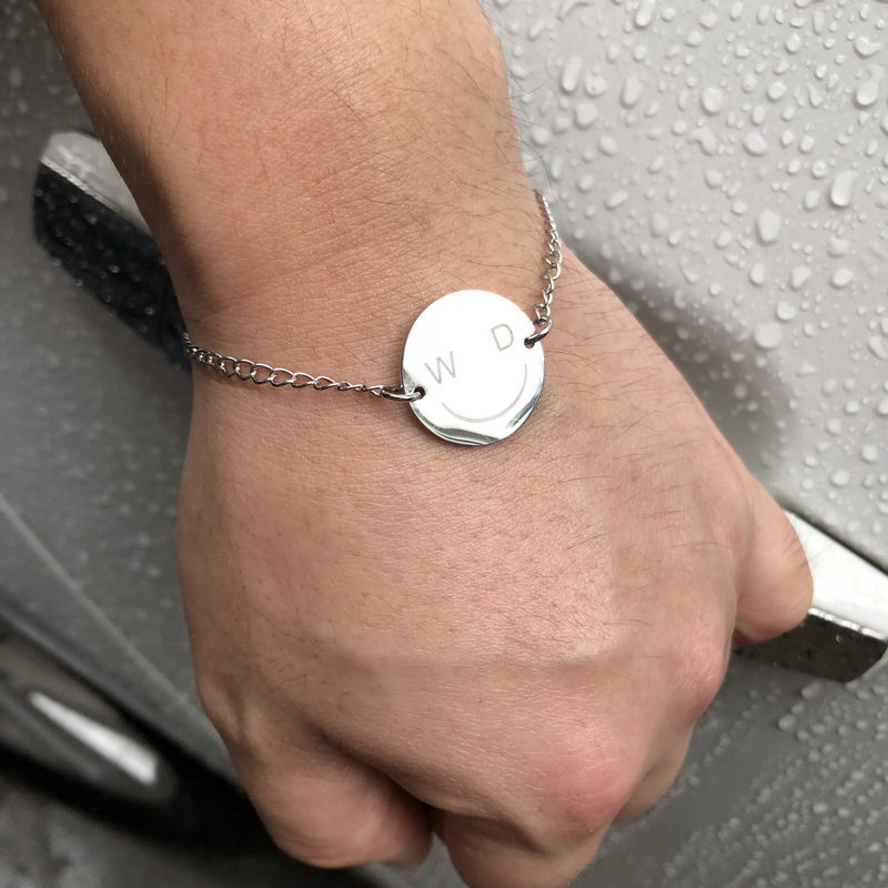 Custom Initial Engraved Silver Bracelet, Couple Bracelet Friendship ...